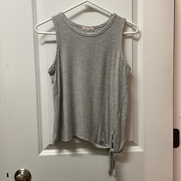 Olivia Rae | Tops | 3 Olivia Rae Light Gray Tank Top White Stripe Tie ...